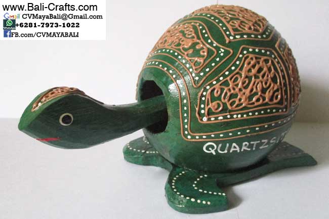 Coconut Shell Turtle Painted From Bali Indonesia – Bali-Crafts.com