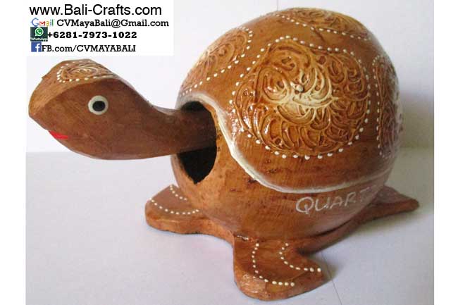 Coconut Shell Turtle Painted From Bali Indonesia – Bali-Crafts.com